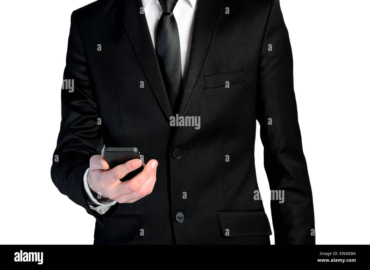 Isolated business man use phone Stock Photo - Alamy
