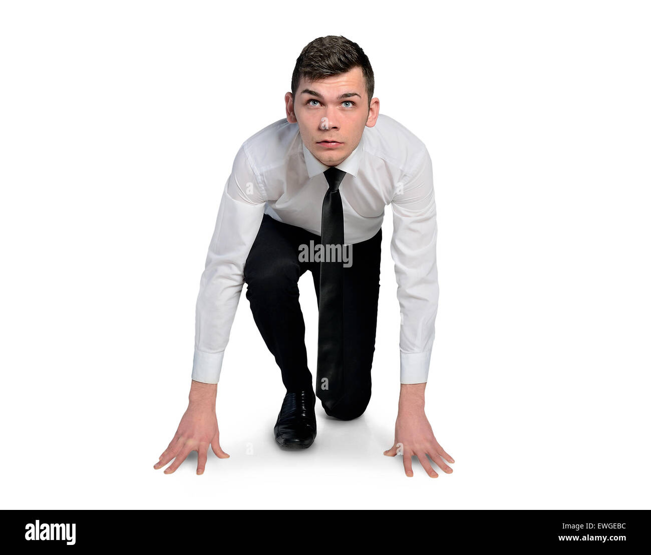 Isolated business man start run position Stock Photo - Alamy