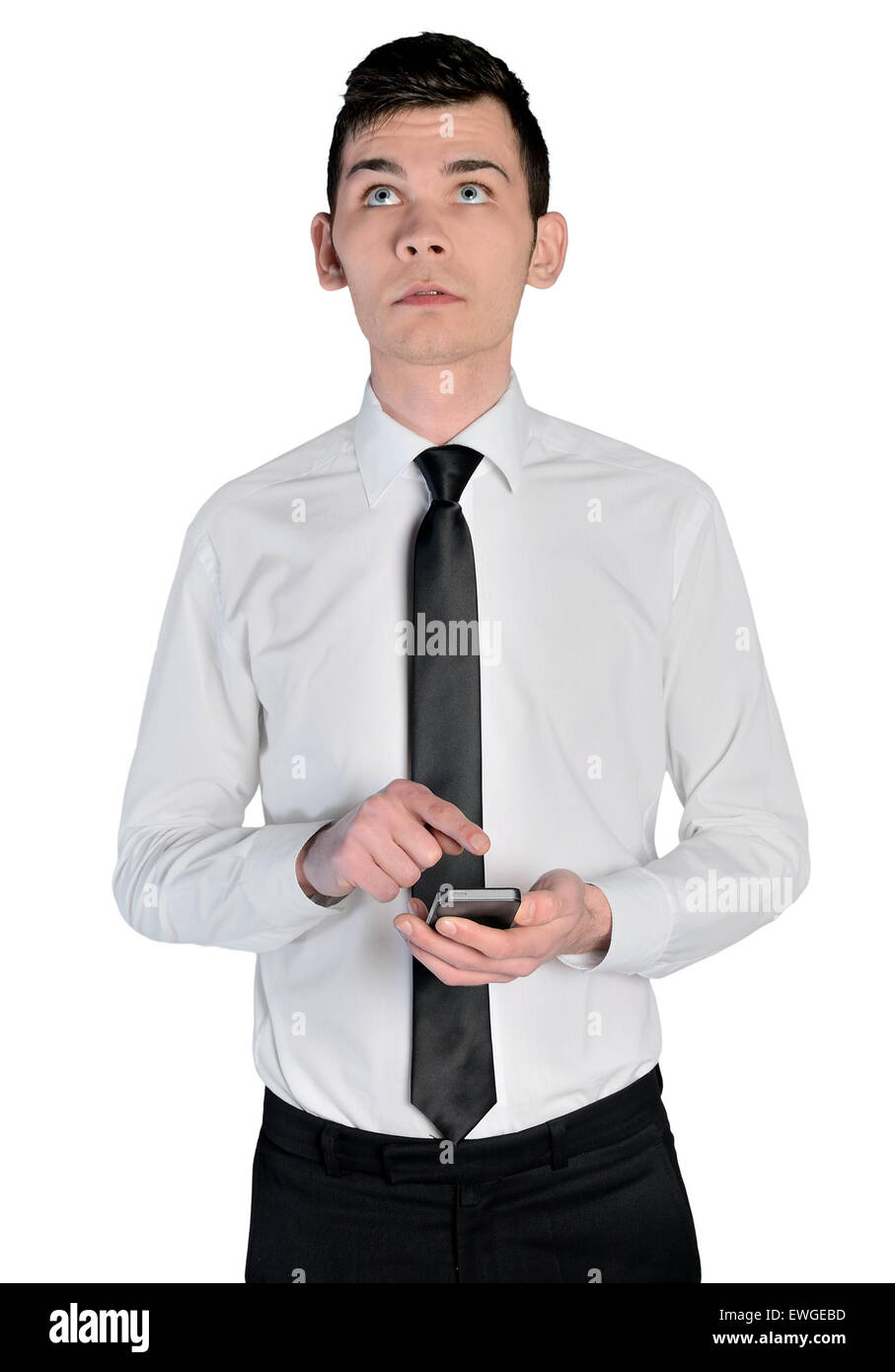 Isolated business man using phone Stock Photo - Alamy
