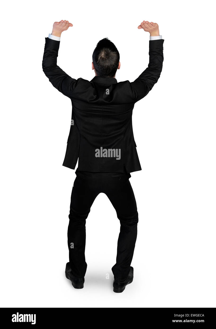 Isolated business man lifting something Stock Photo - Alamy