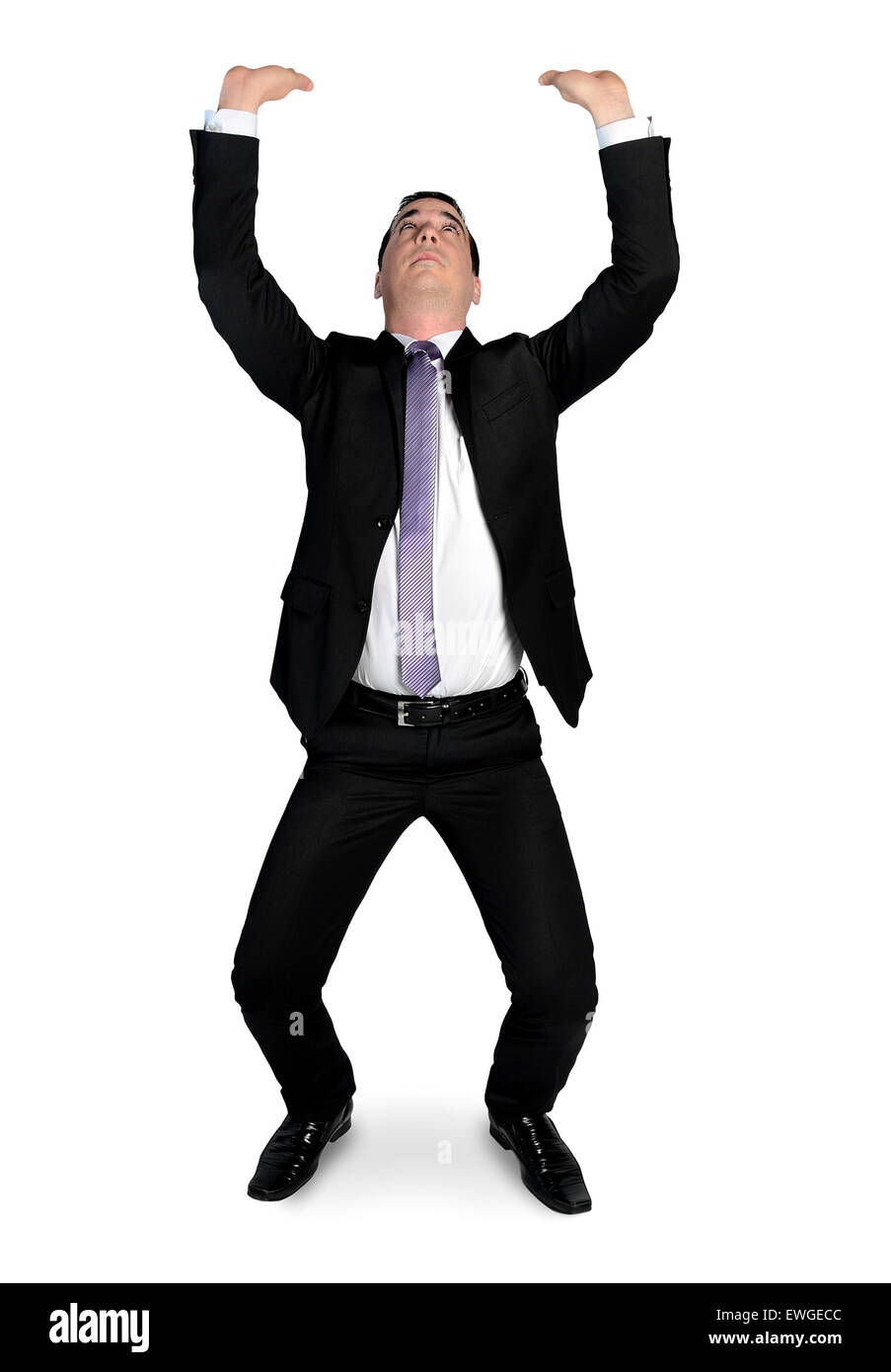 Isolated business man lifting something Stock Photo - Alamy