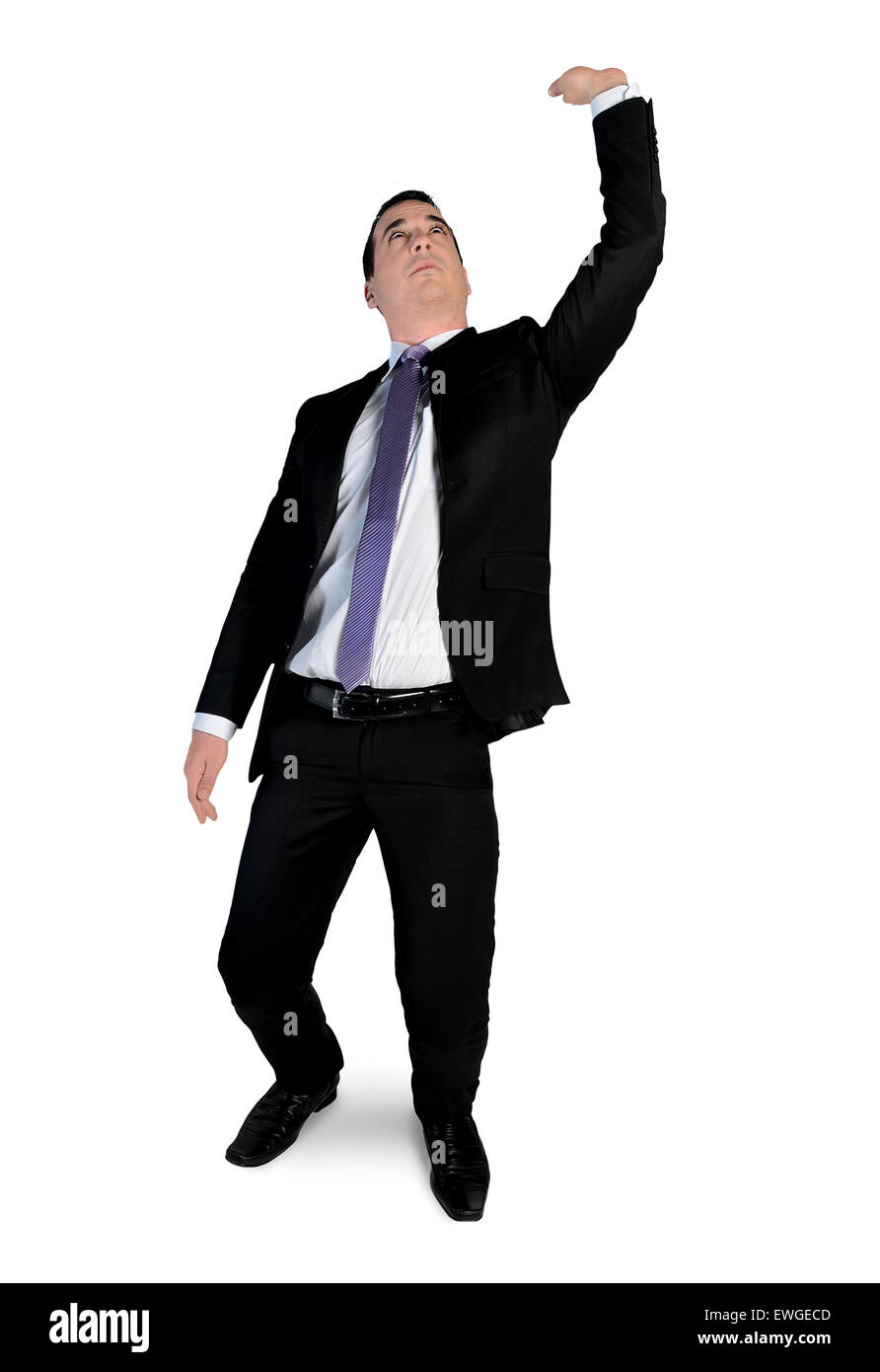 Isolated business man lifting something Stock Photo - Alamy