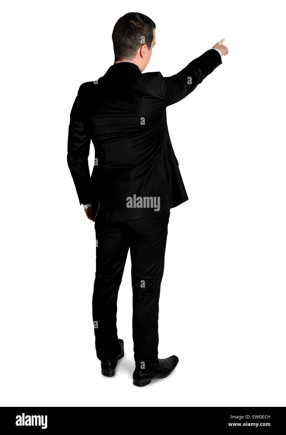 Isolated business man pointing back Stock Photo - Alamy
