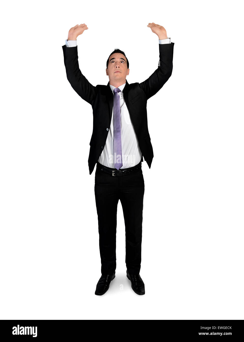 Isolated business man lift something Stock Photo - Alamy