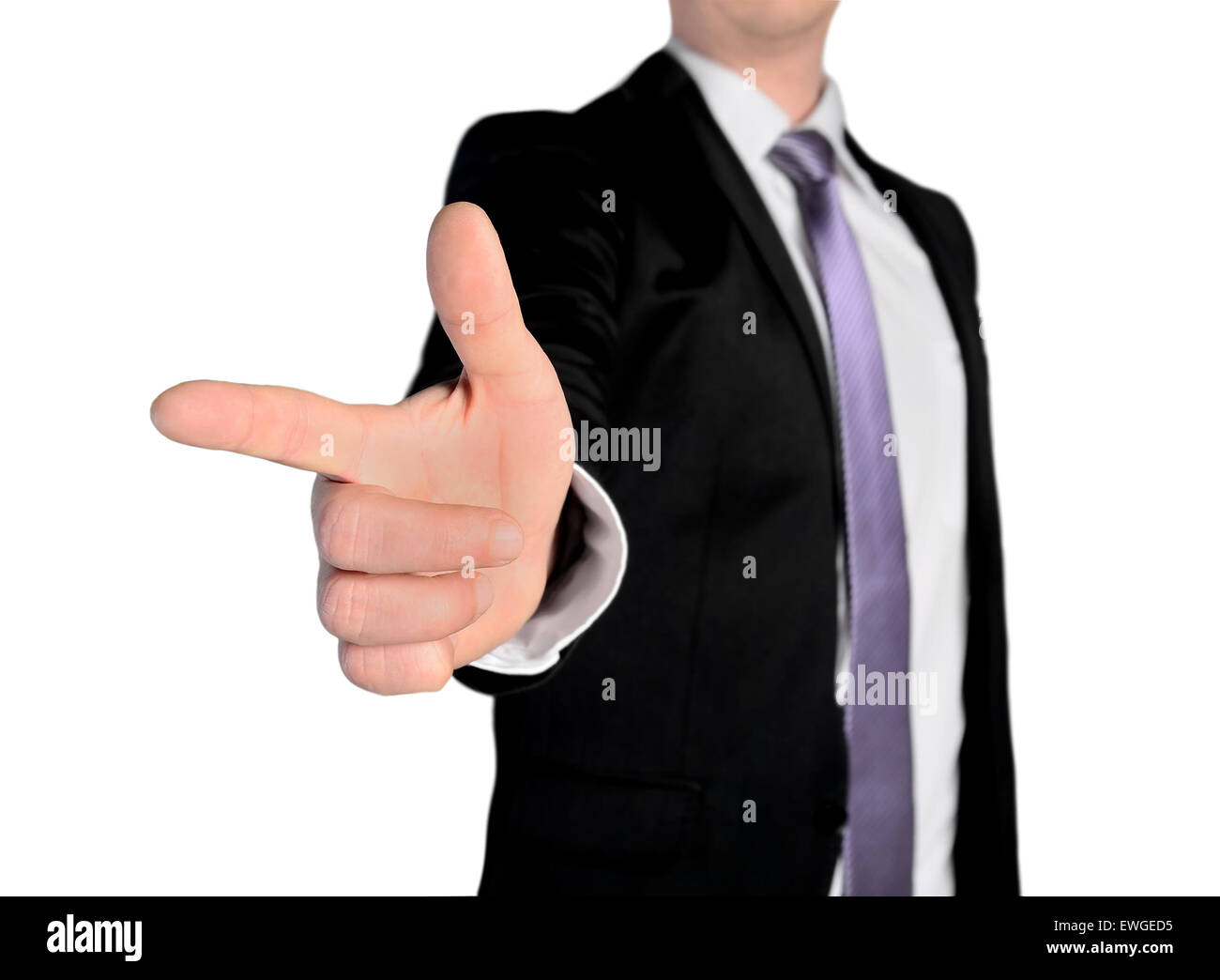 Isolated business man press something Stock Photo - Alamy