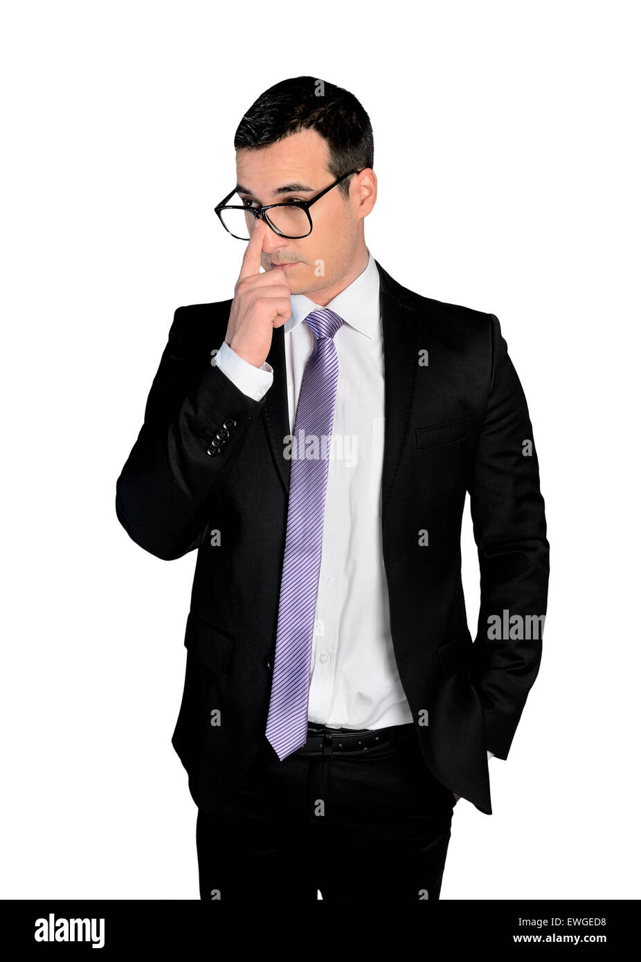 Isolated business man thinking solution Stock Photo - Alamy Isolated business man thinking solution Stock Photo - Alamy