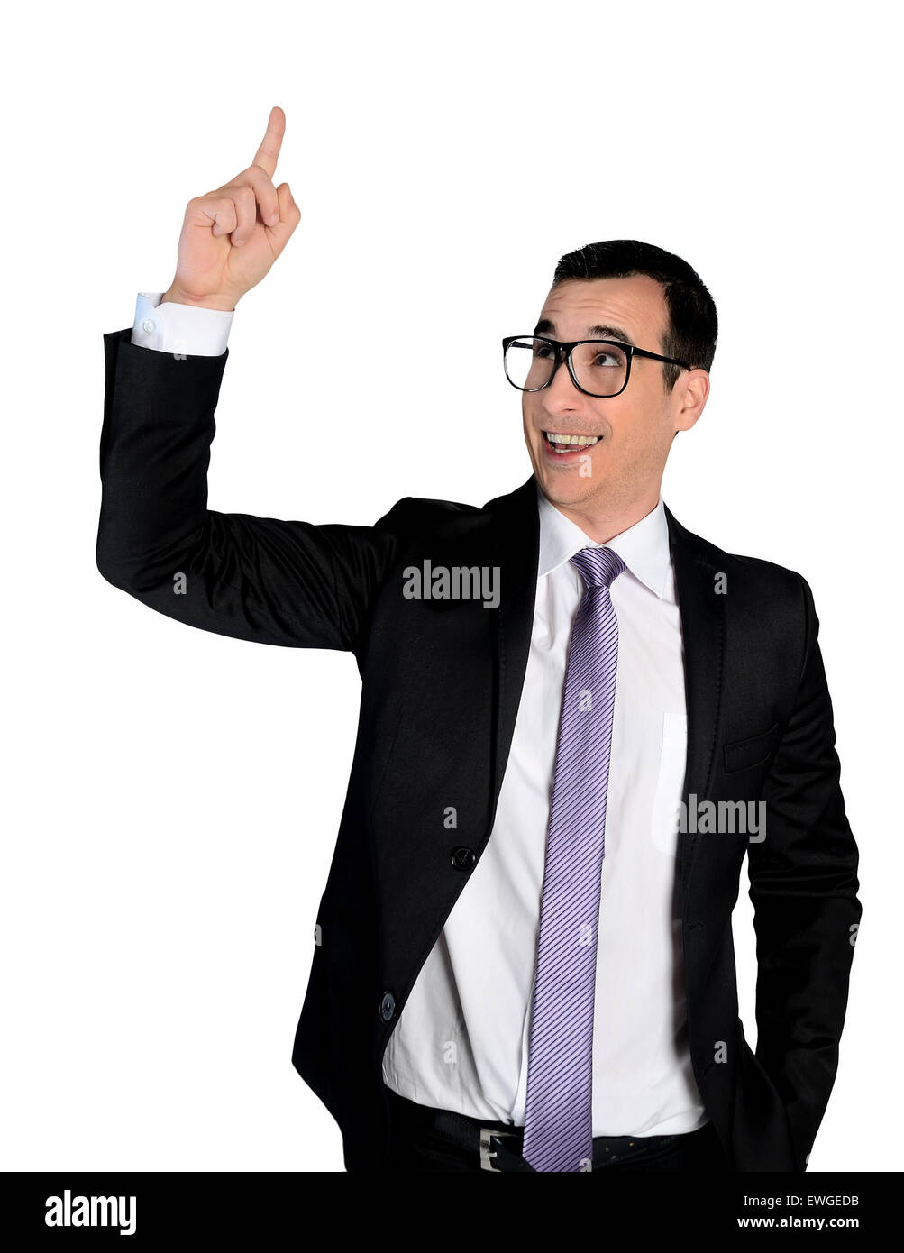 Isolated business man pointing up Stock Photo - Alamy