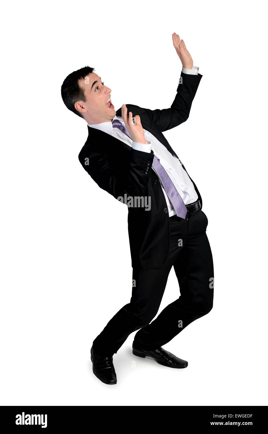 Isolated business man fear protect Stock Photo - Alamy