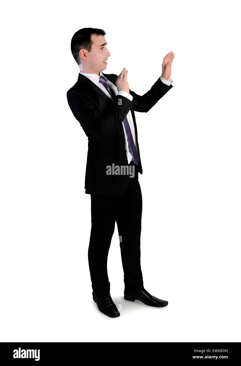 Isolated business man fear protect Stock Photo - Alamy Isolated business man fear protect Stock Photo - Alamy