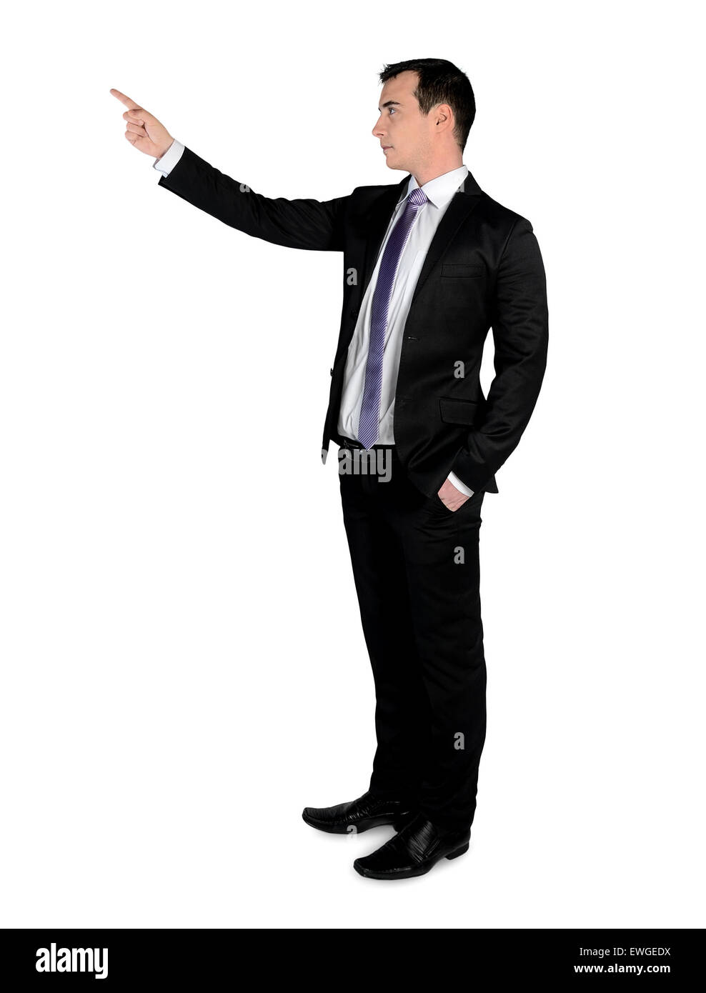 Isolated business man pointing up Stock Photo - Alamy
