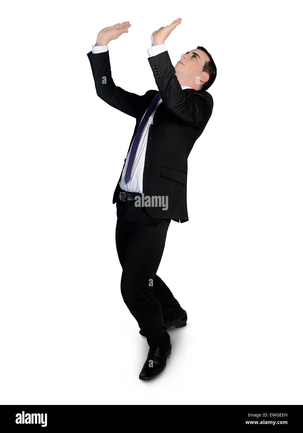 Isolated business man lifting something Stock Photo - Alamy