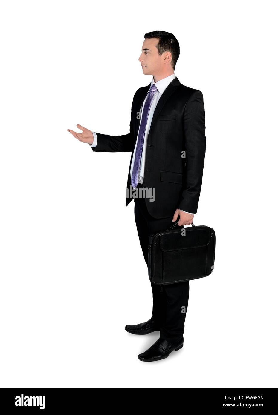 Isolated business man presenting something Stock Photo - Alamy Isolated business man presenting something Stock Photo - Alamy