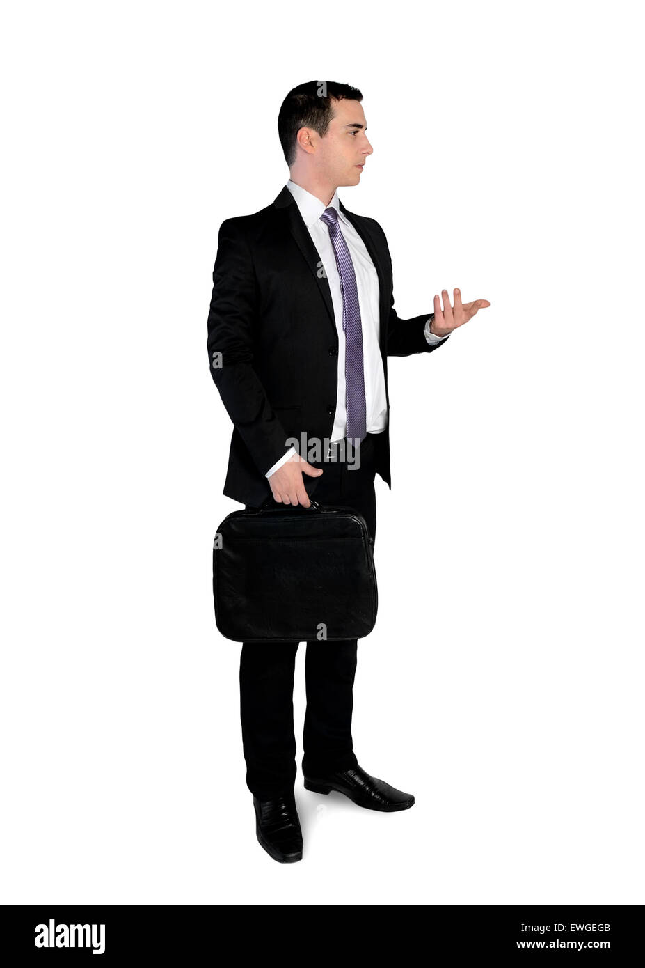 Isolated business man presenting something Stock Photo - Alamy Isolated business man presenting something Stock Photo - Alamy