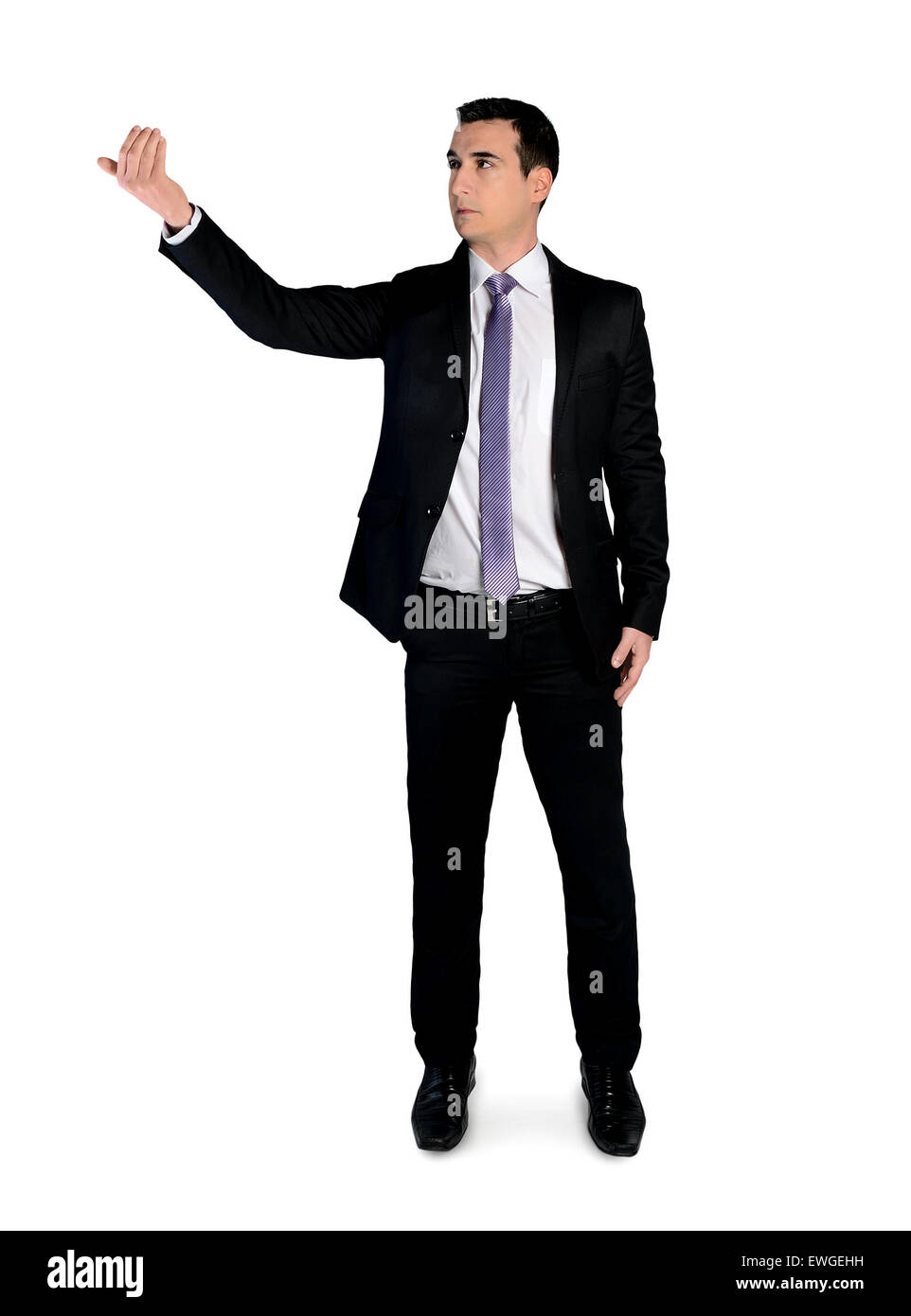 Isolated business man hold something Stock Photo - Alamy
