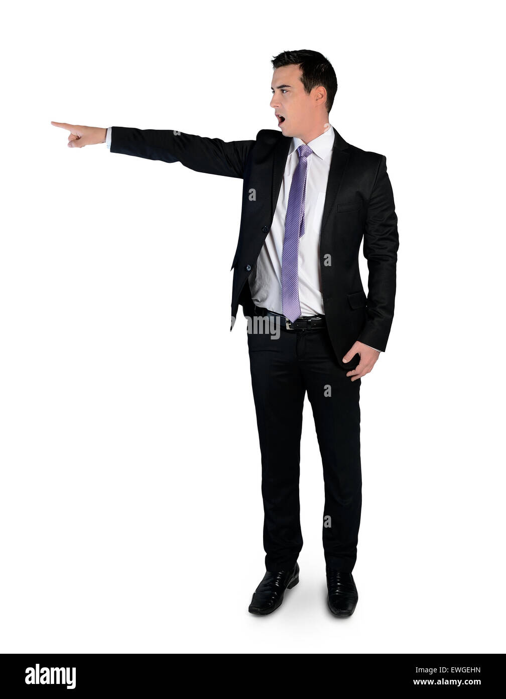 Isolated business man pointing angry Stock Photo - Alamy