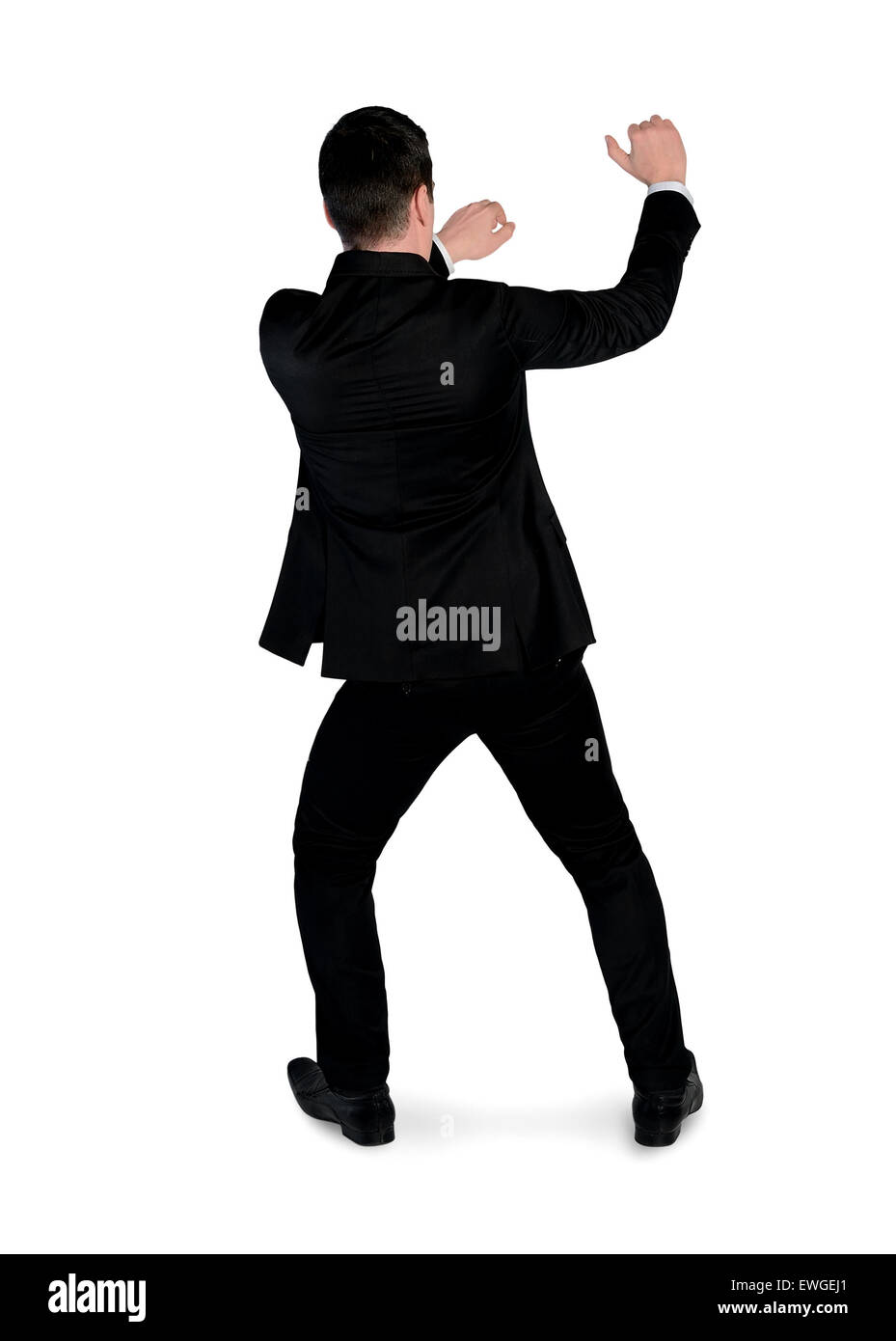 Isolated business man drag something Stock Photo - Alamy