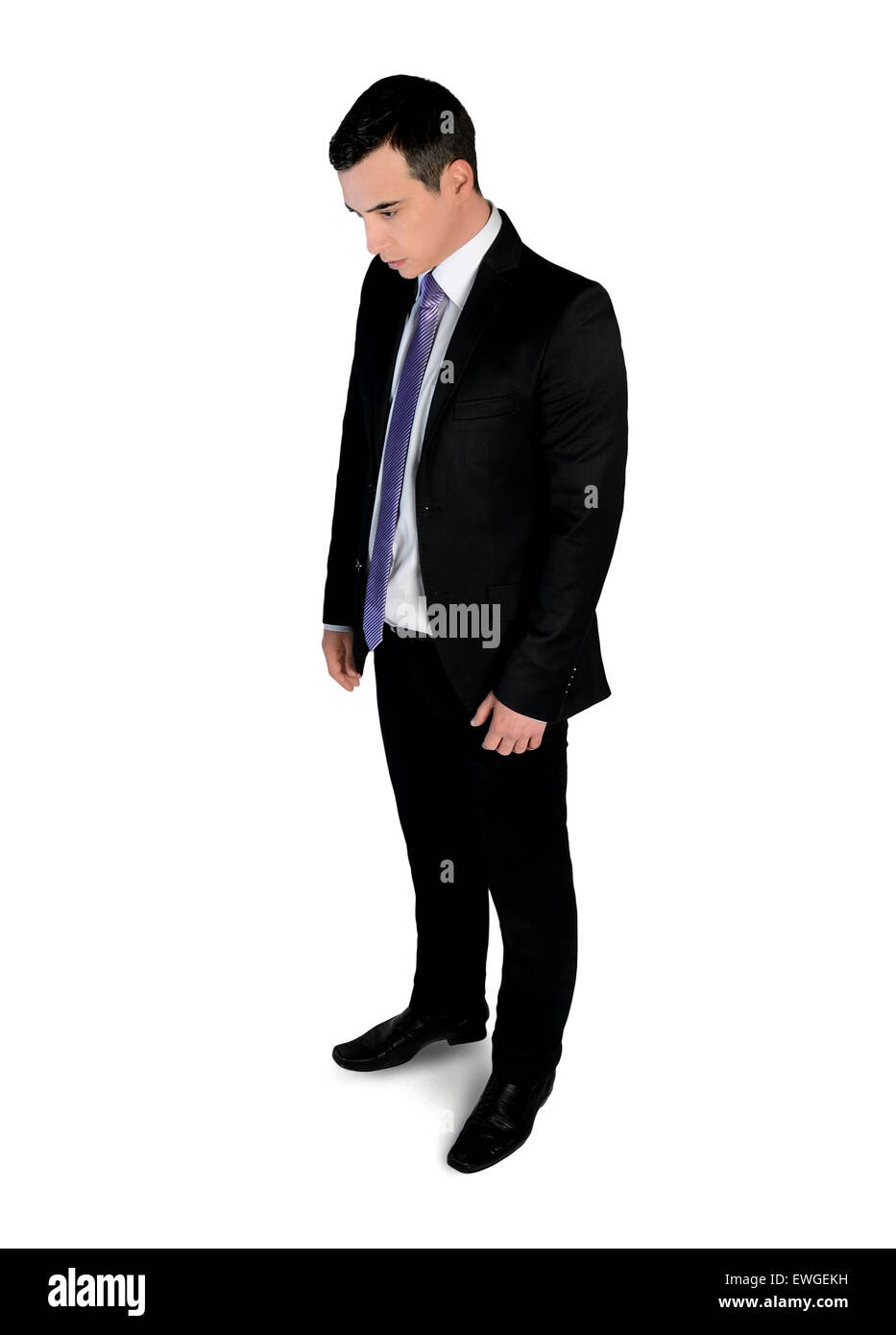 Isolated business man sad looking down Stock Photo - Alamy