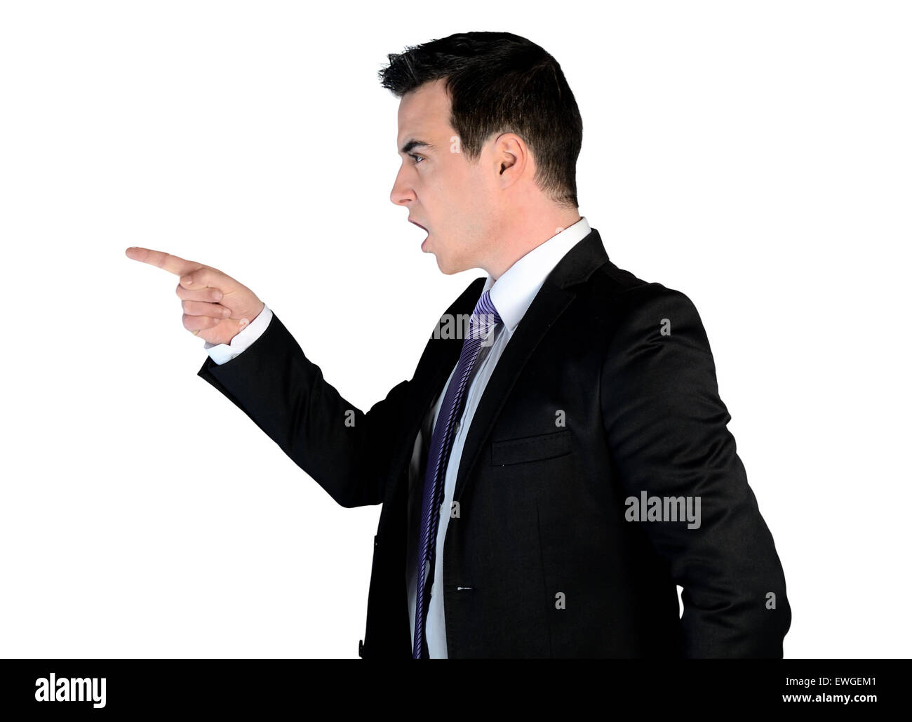 Man pointing finger angry suit hi-res stock photography and images - Alamy