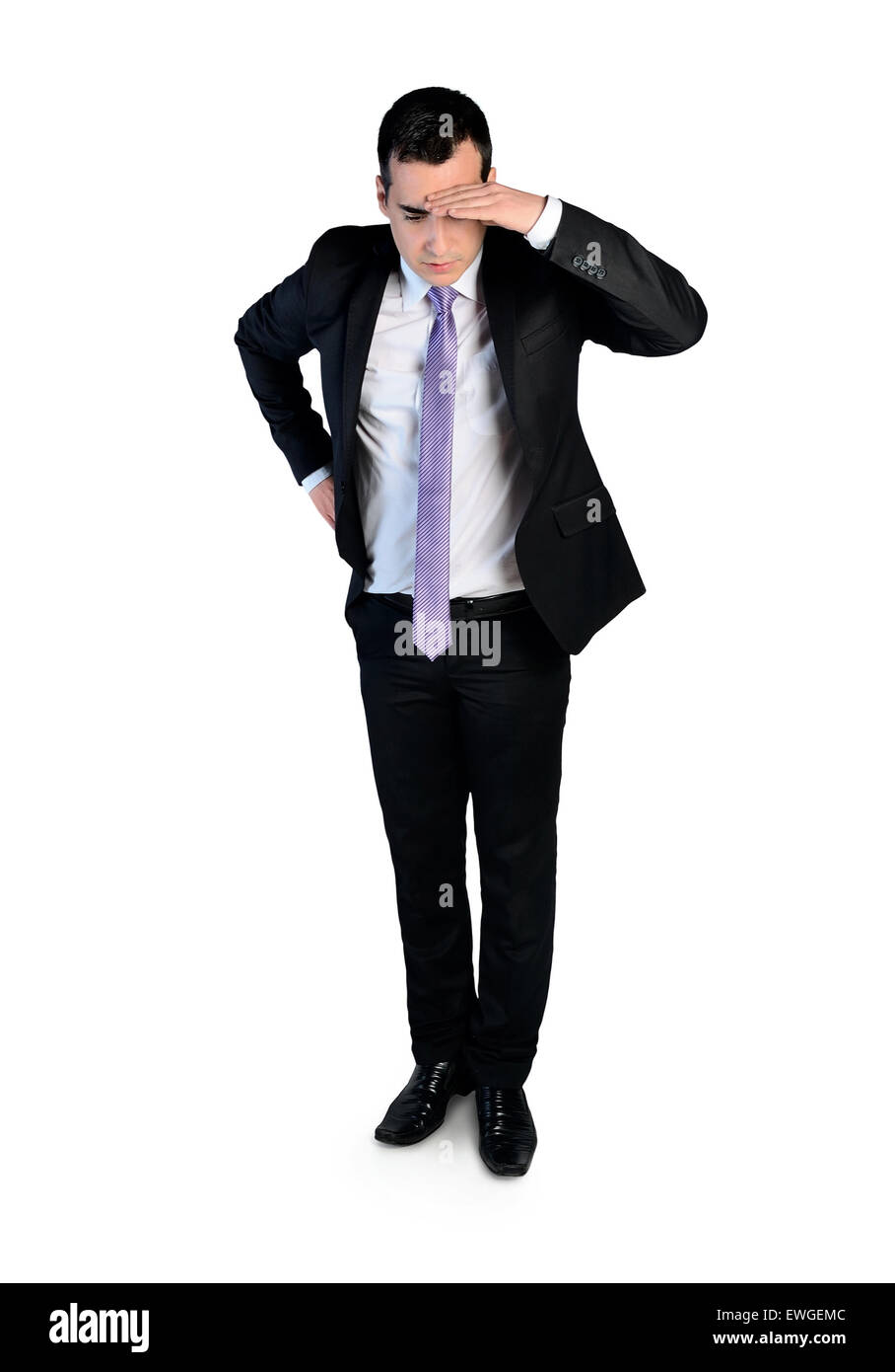 Isolated business man looking down Stock Photo - Alamy