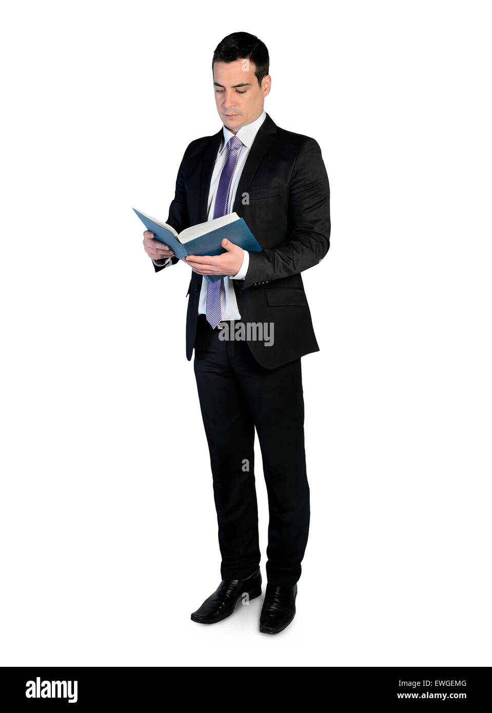 Isolated business man reading book Stock Photo - Alamy