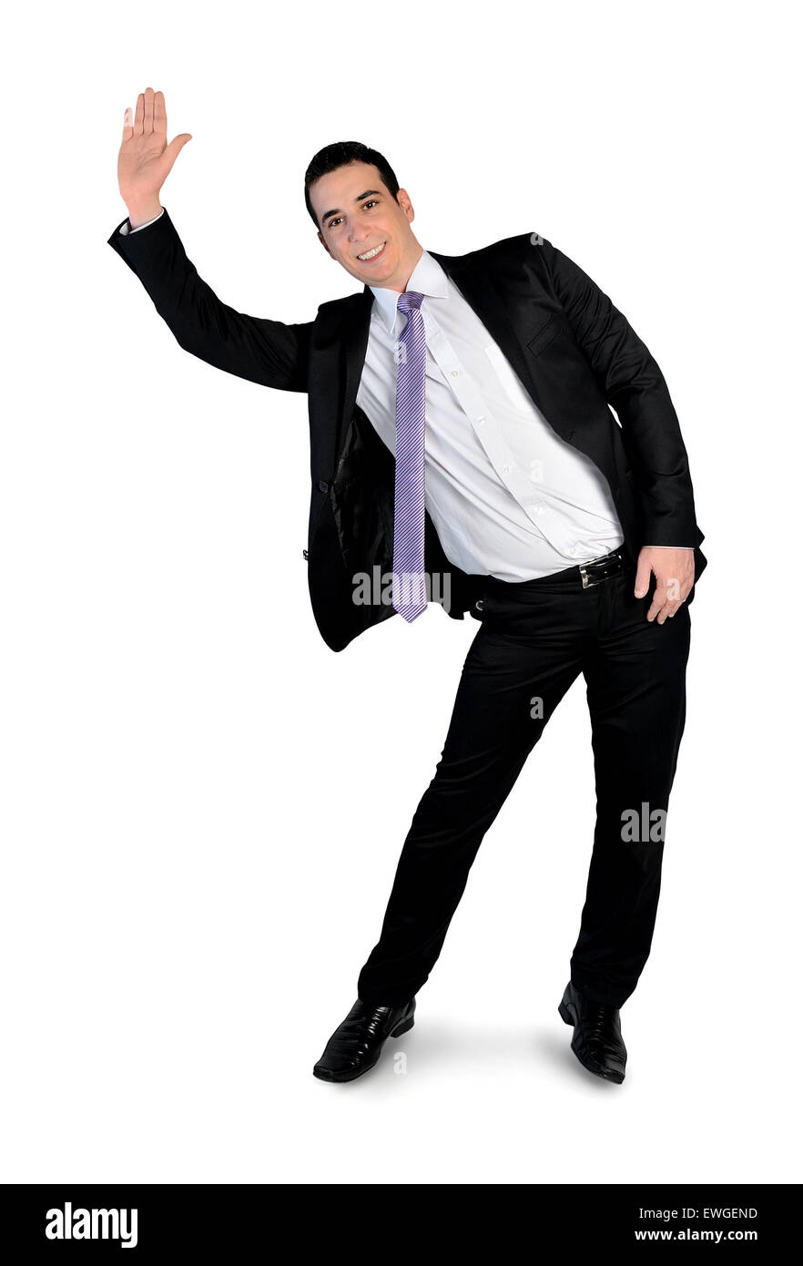 Isolated business man wave hand Stock Photo - Alamy