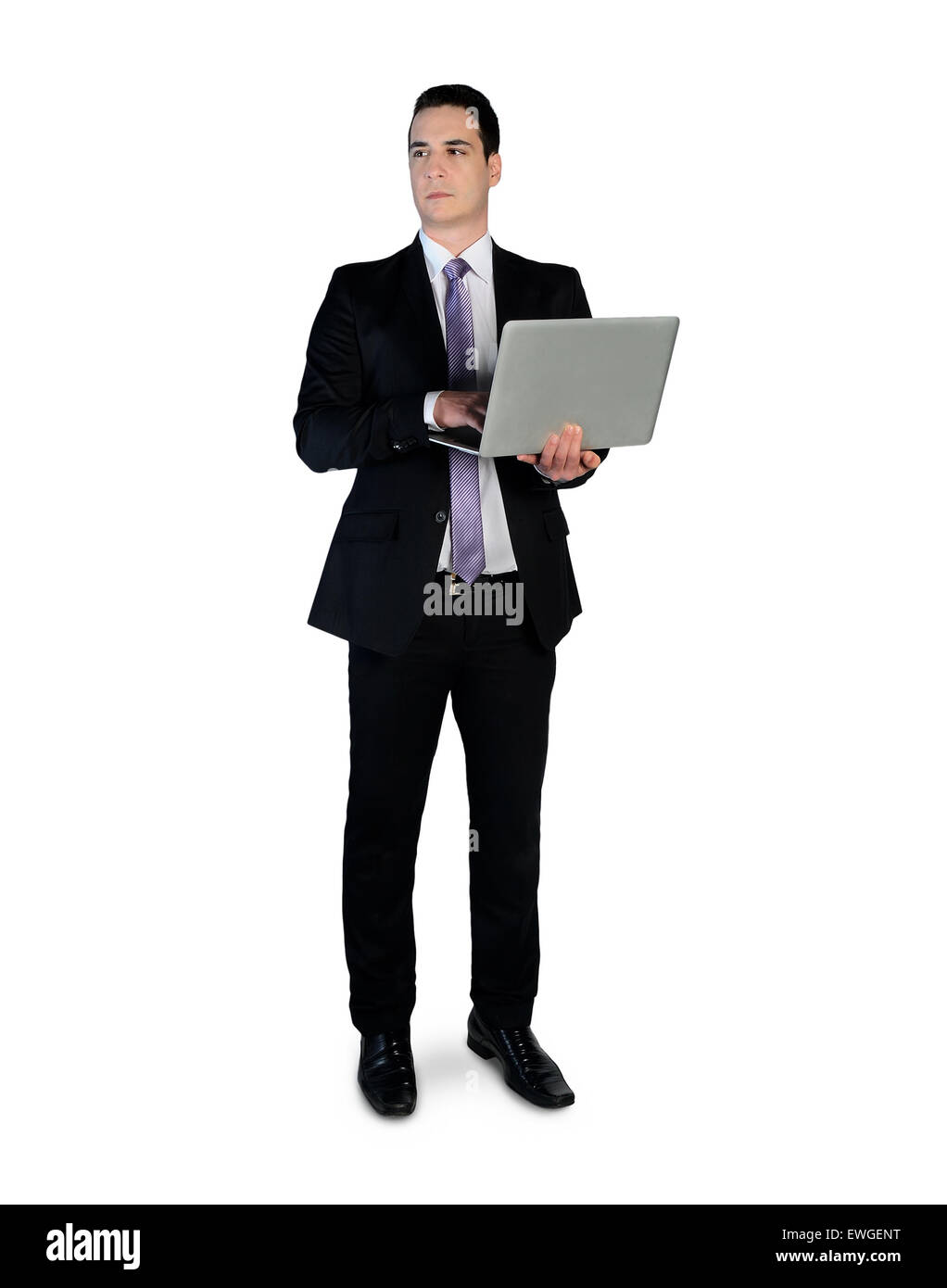 Isolated business man with laptop Stock Photo - Alamy