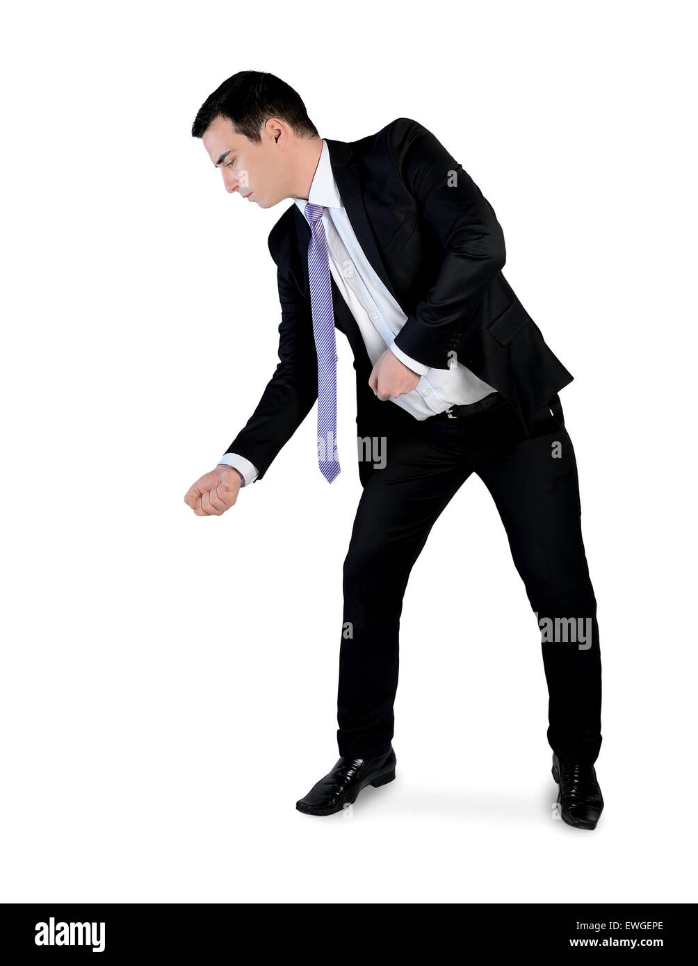 Isolated business man pull something Stock Photo - Alamy