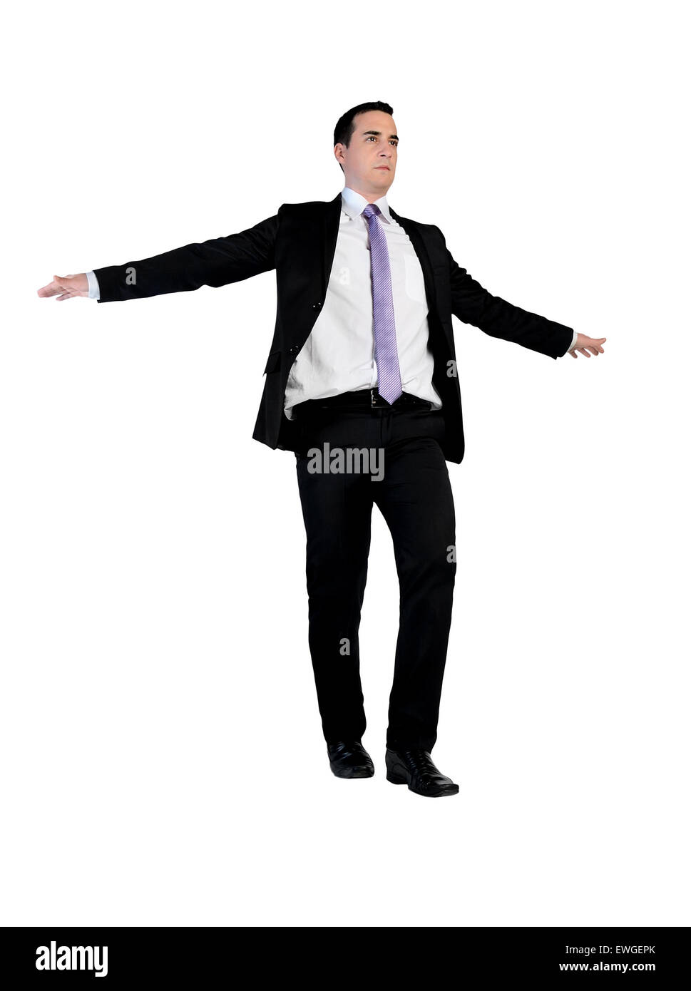 Isolated business man balance walk Stock Photo - Alamy