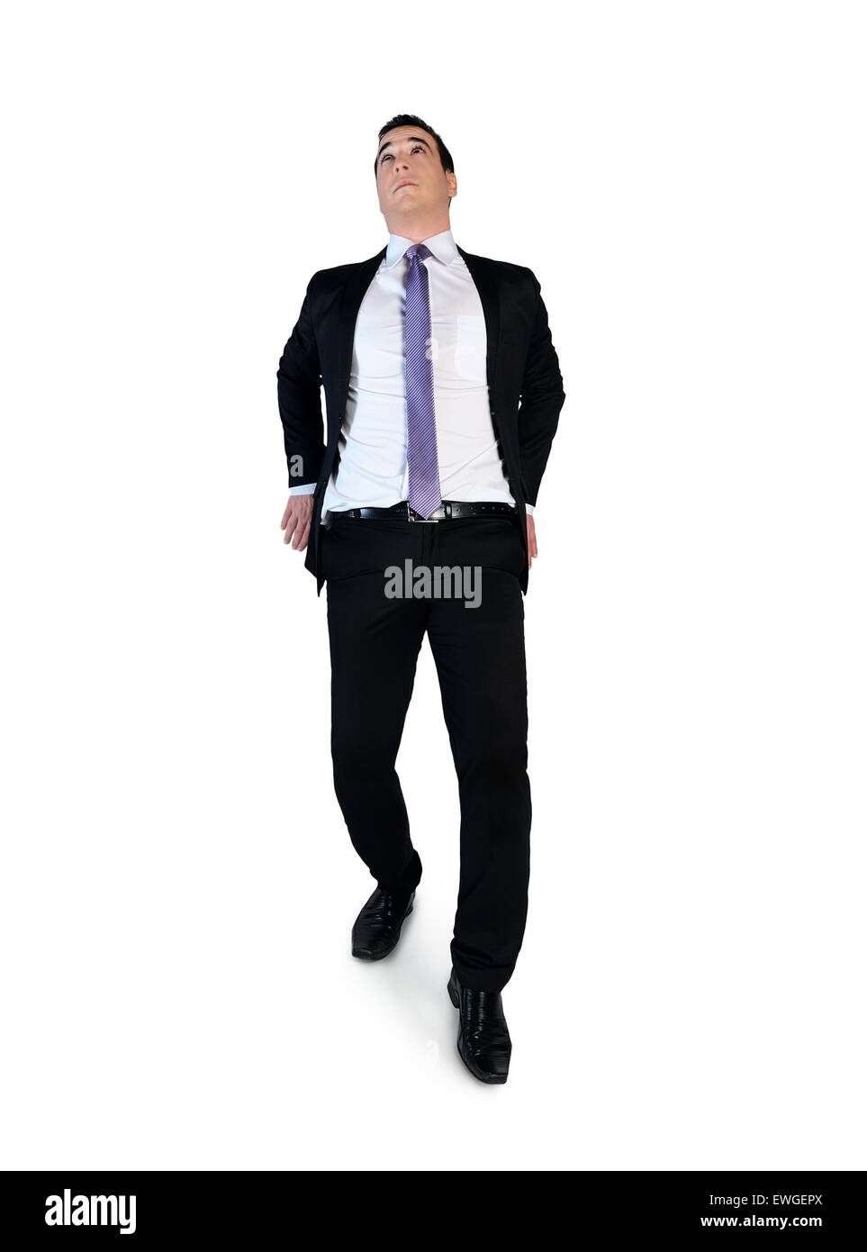 Isolated business man pushing something Stock Photo - Alamy