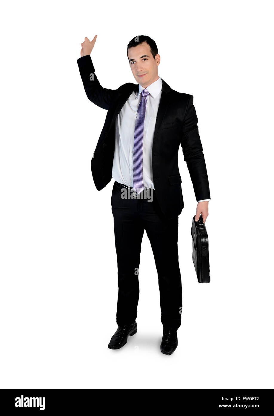 Isolated business man pointing back Stock Photo - Alamy