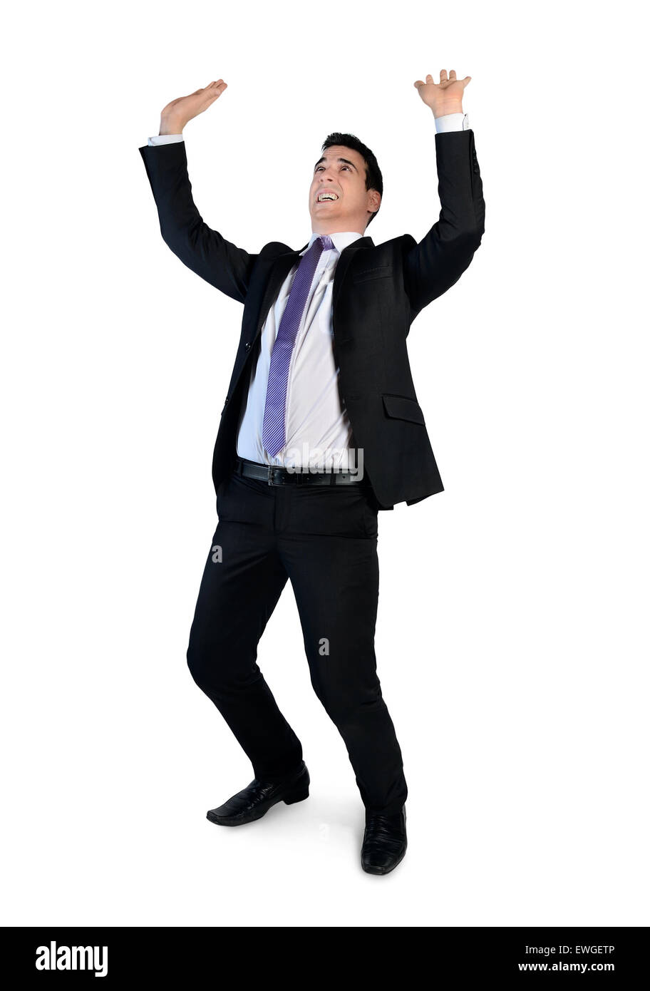 Isolated business man push up something Stock Photo - Alamy