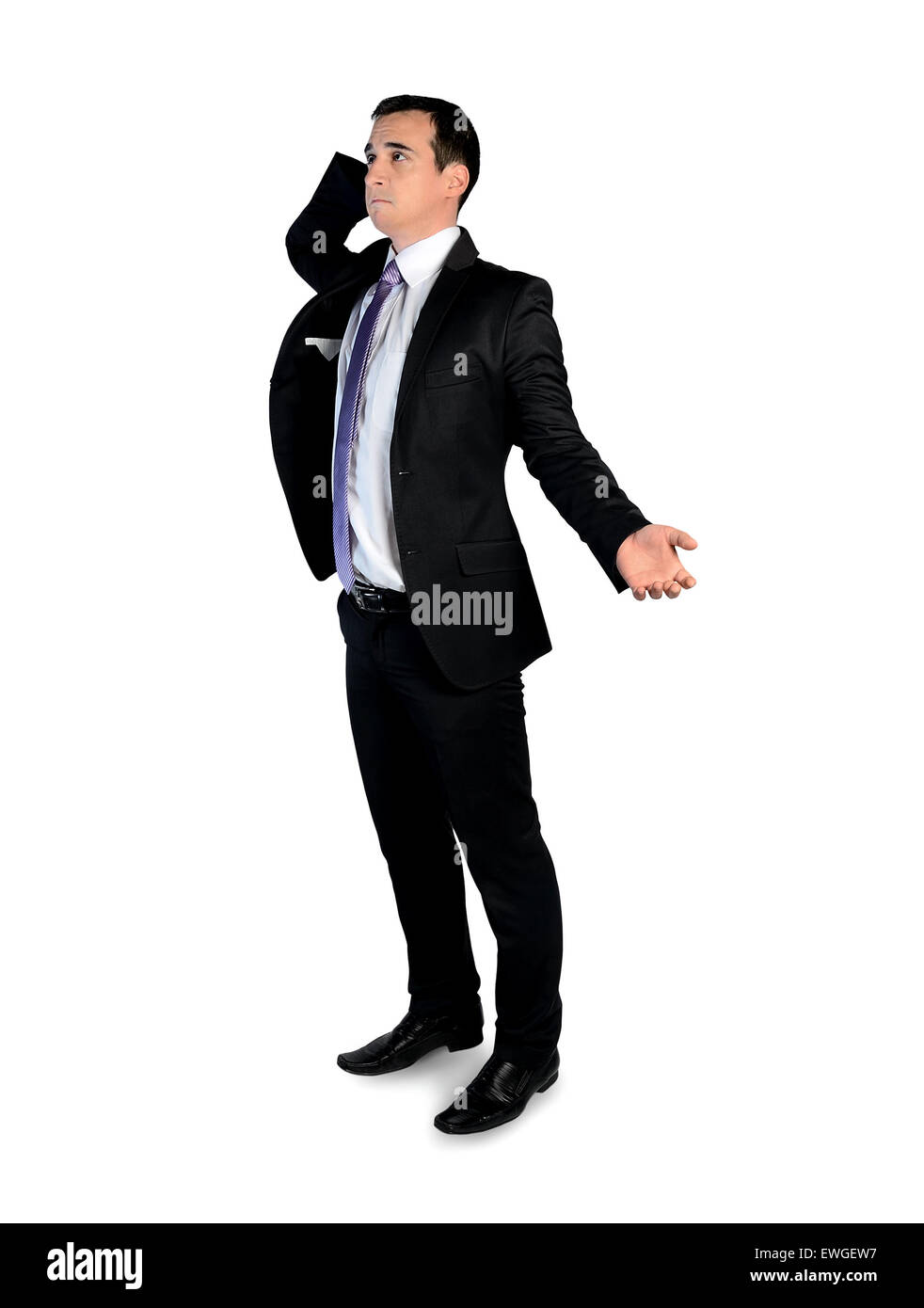 Isolated business man thinking solution Stock Photo - Alamy
