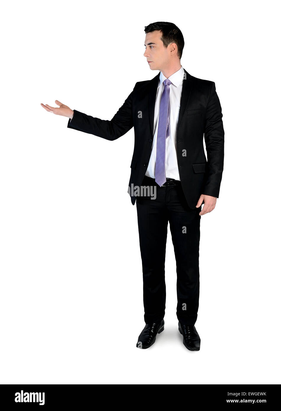 Isolated business man presenting something Stock Photo - Alamy Isolated business man presenting something Stock Photo - Alamy