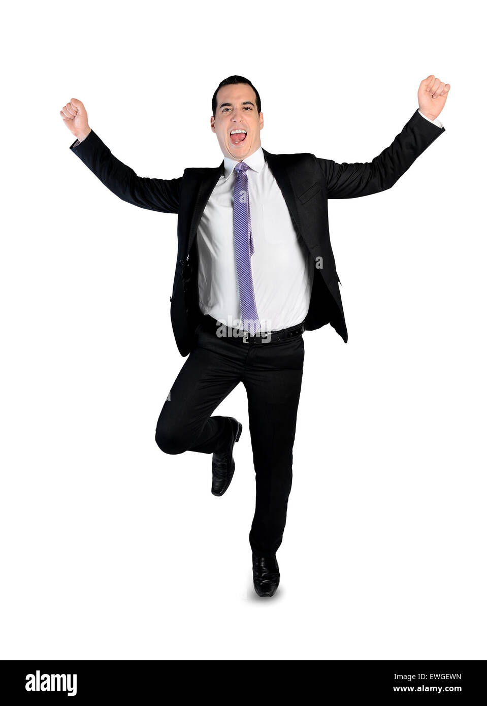 Isolated business man running winner Stock Photo - Alamy