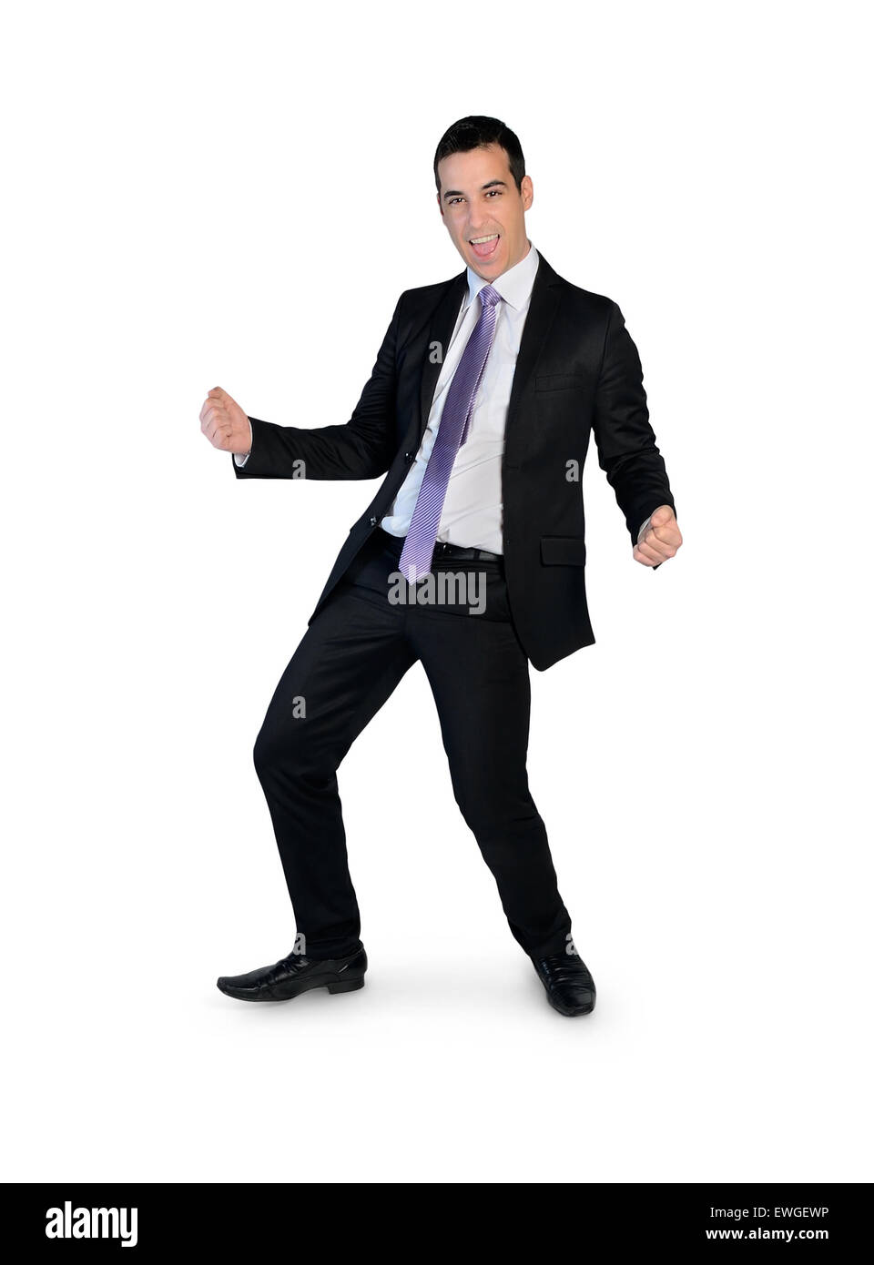 Isolated business man winner dance Stock Photo - Alamy