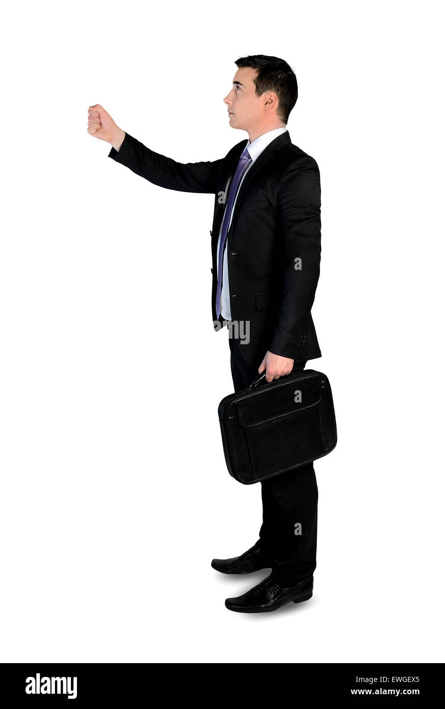 Isolated business man holding something Stock Photo - Alamy Isolated business man holding something Stock Photo - Alamy