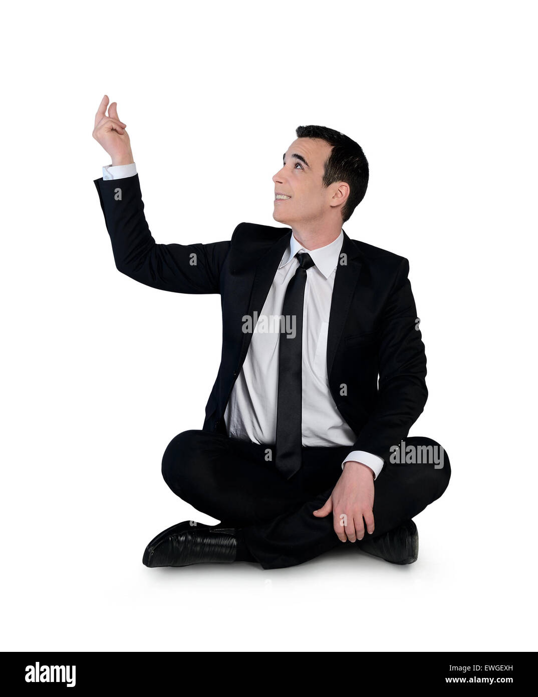 Isolated business man catch something Stock Photo - Alamy