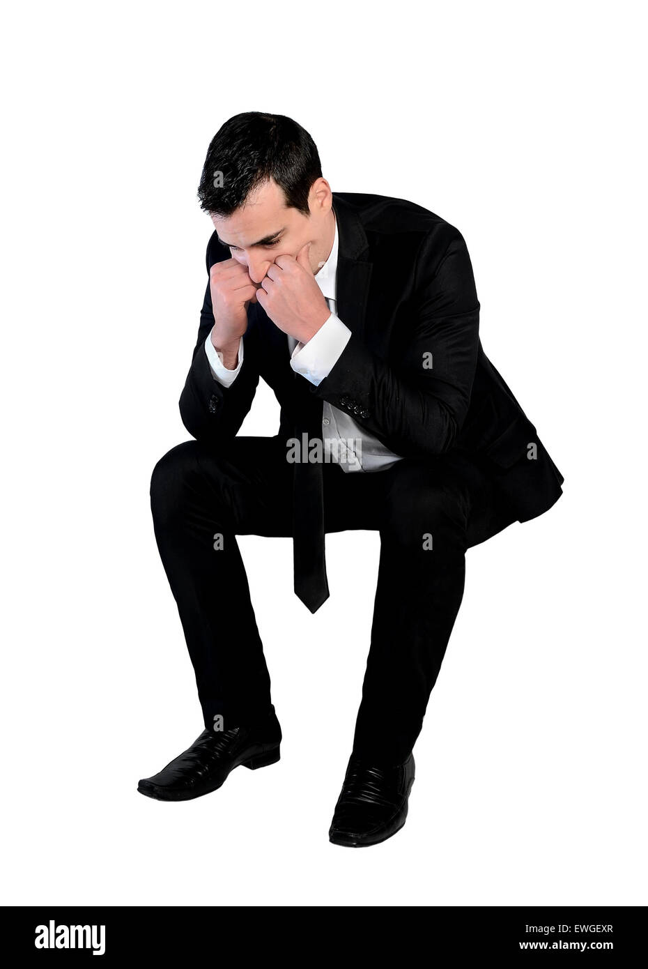 Isolated business man sad looking down Stock Photo - Alamy