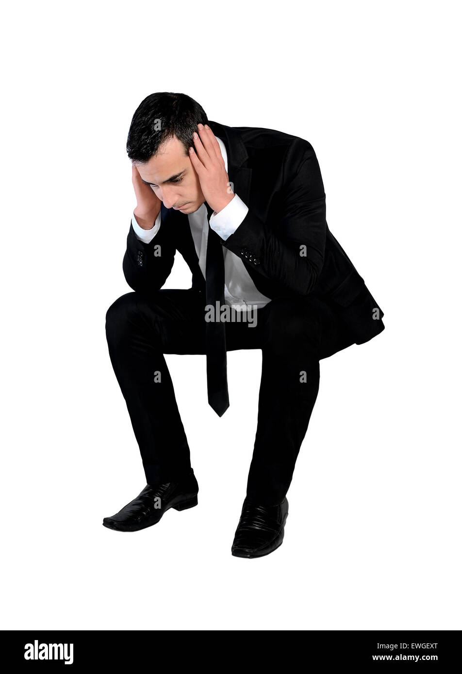 Isolated business man sad looking down Stock Photo - Alamy