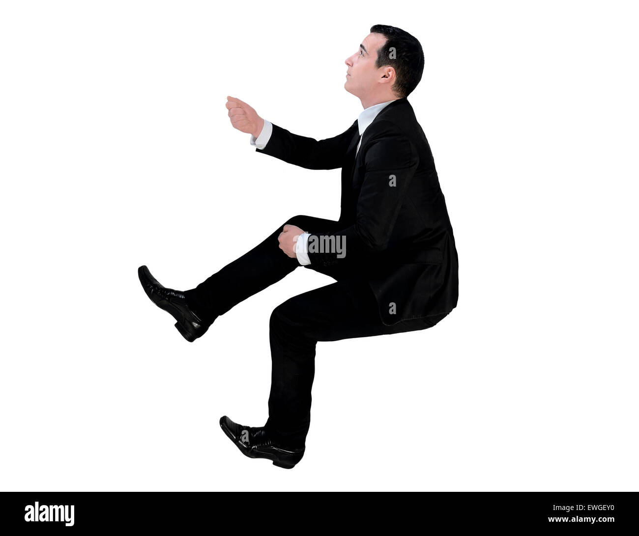 Isolated business man climb something Stock Photo - Alamy
