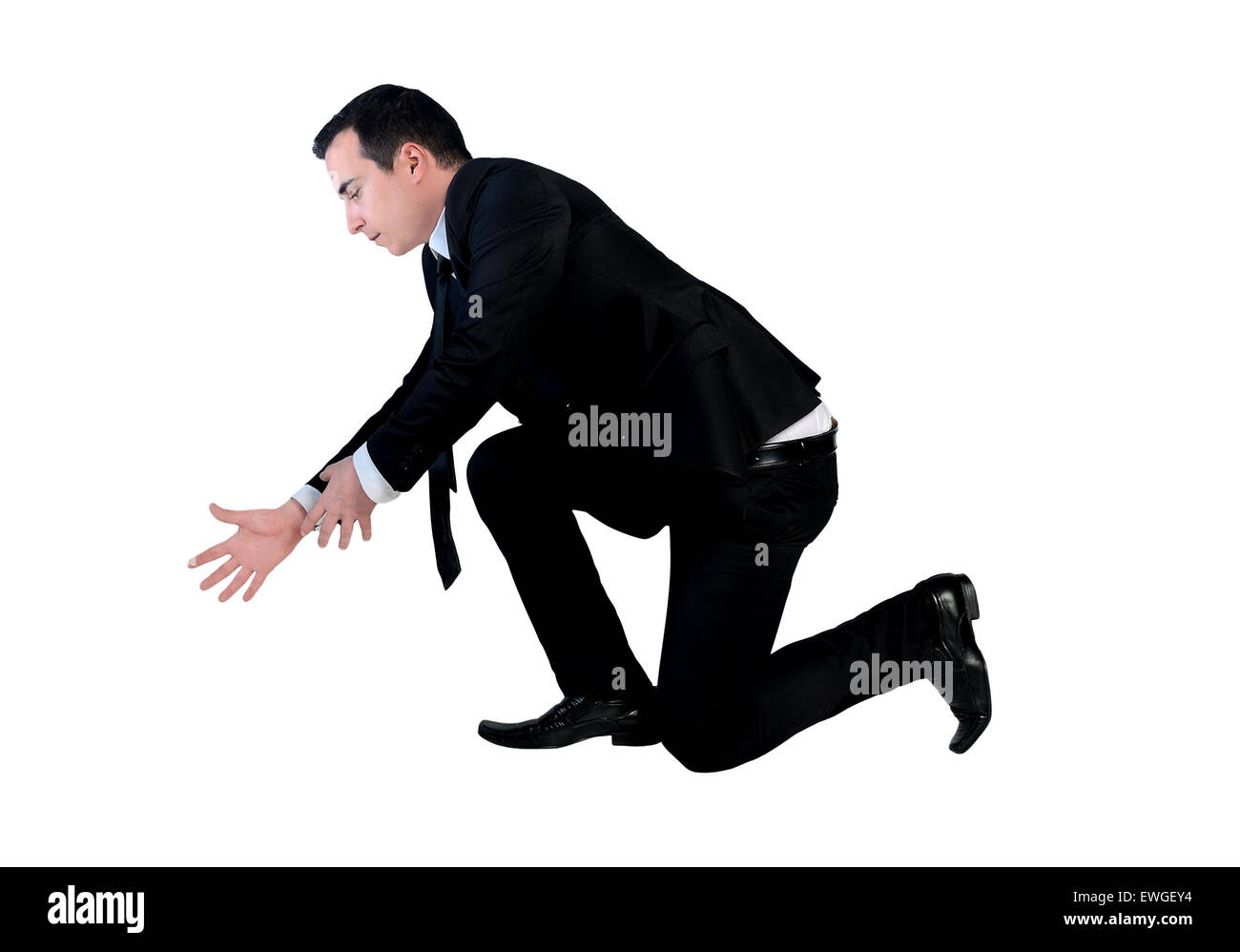 Isolated business man grab something Stock Photo - Alamy