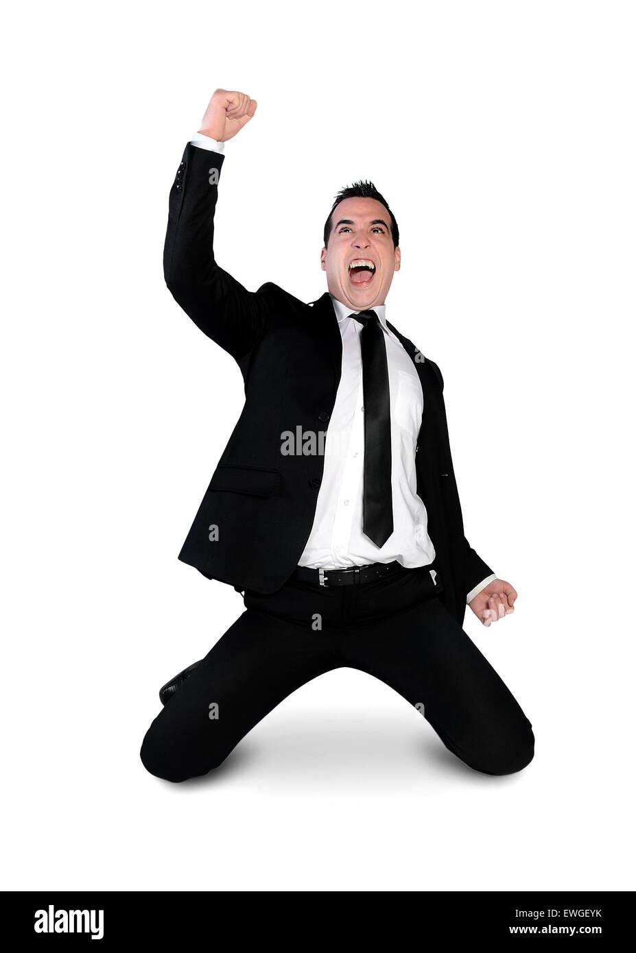 Smiling business man celebrating victory Cut Out Stock Images ...