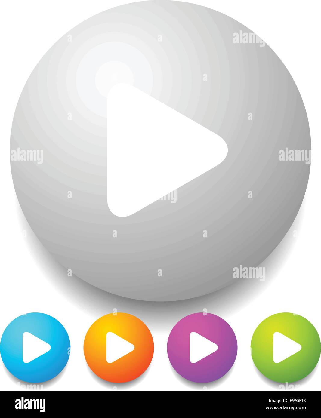 Play buttons / icons isolated on white in 5 colors, vector Stock Vector ...