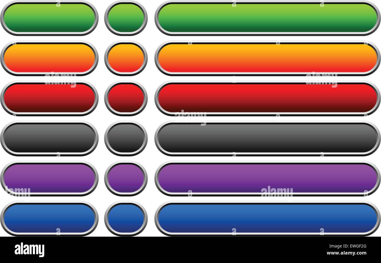 Horizontal buttons with blank space, rounded colorful button, banner ...