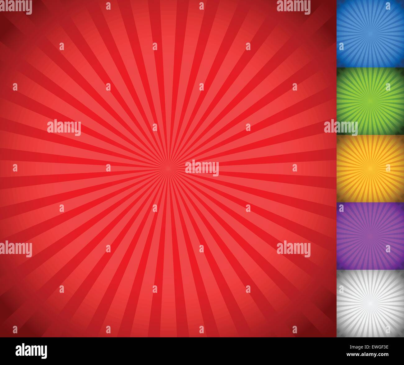 Sunburst, starburst background set, colorful rays, beams. Blue, green ...