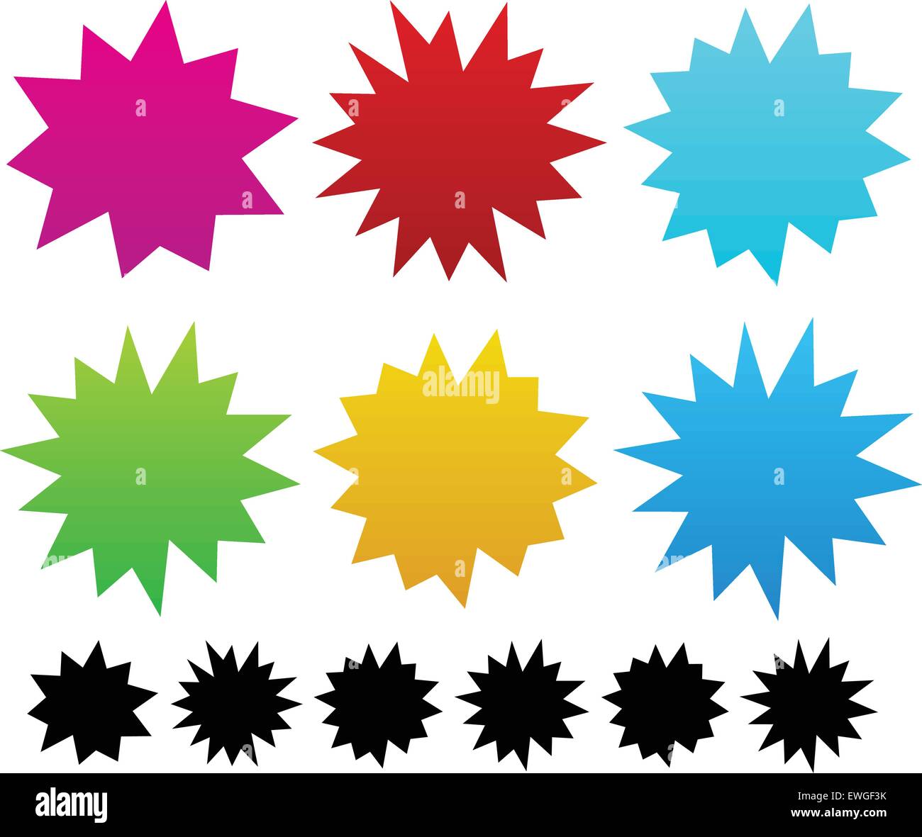 Colorful blank spiky, pointed exploding shapes. Vector Stock Vector ...