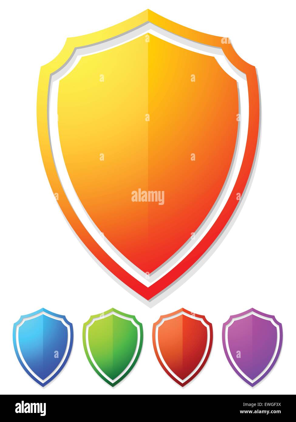 Glossy, bright, colorful shield shapes in 5 colors Stock Vector Image ...