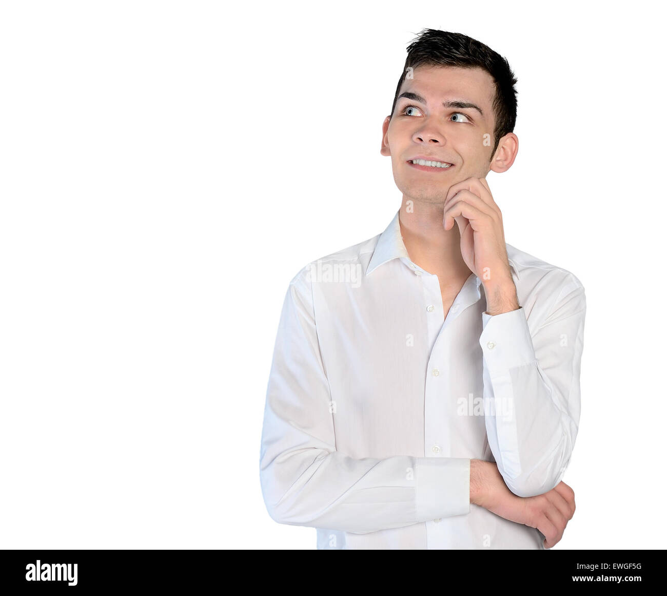 Isolated young man looking up Stock Photo - Alamy