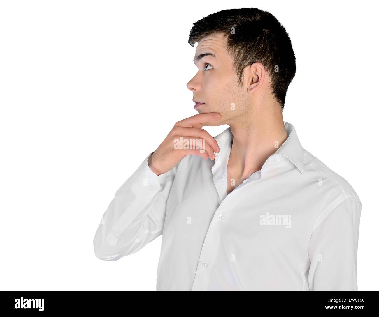 Isolated young man looking up Stock Photo - Alamy