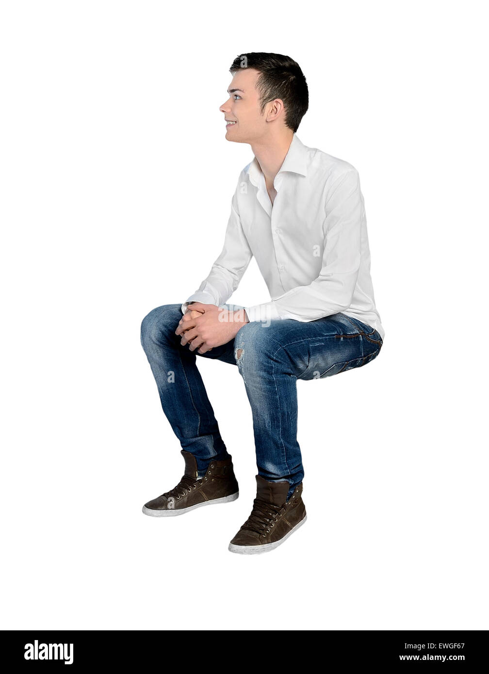 Isolated young man looking side Stock Photo - Alamy